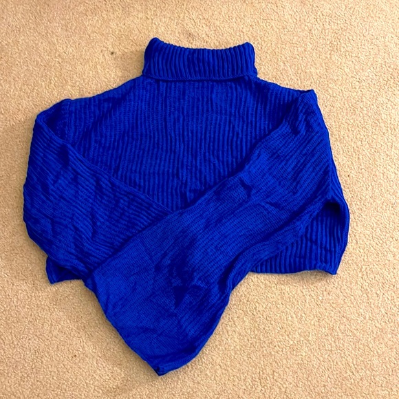 SHEIN | Sweaters | Shein Royal Blue Drop Shoulder Turtleneck Sweater ...